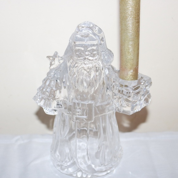 Accents | Lead Crystal Santa Candle Holder Christmas | Poshmark